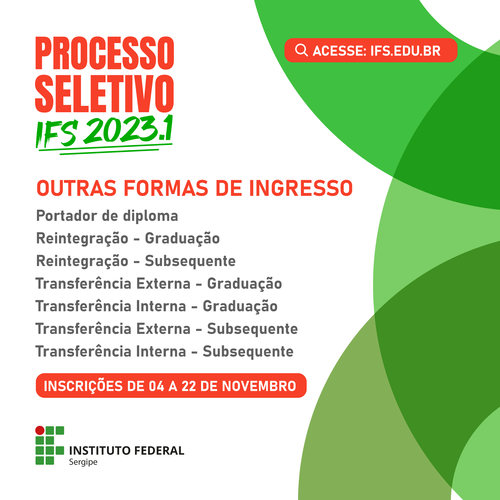 IFS abre inscrições com 1.700 vagas para portador de diploma ...